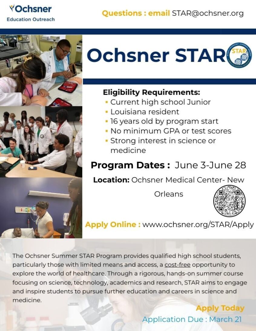 Ochsner STAR Summer Scholars Program | Ochsner Health